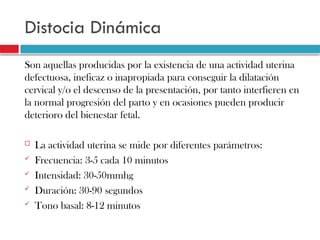 distocia del trabajo de parto y su manejo en | PPTX