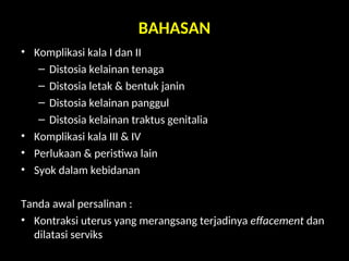 distosia dalam persalinan dan tata laksana | PPT