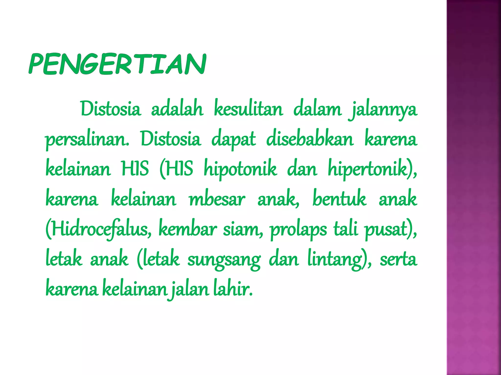 Distosia karena kelainan his | PPTX