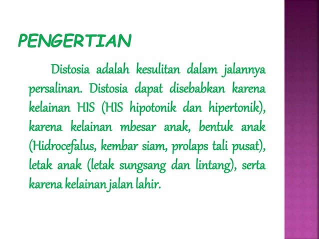Distosia karena kelainan his | PPTX