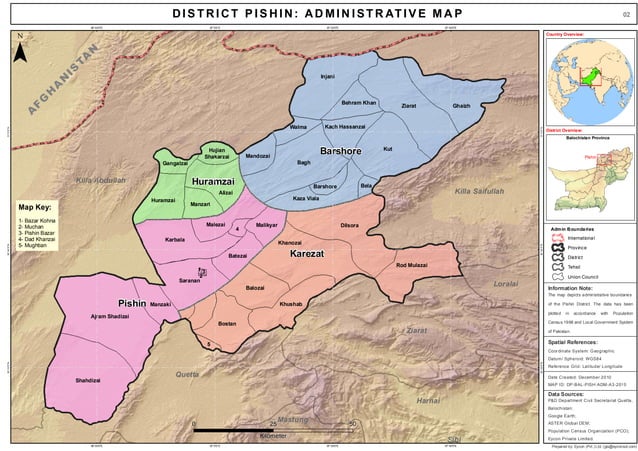 Map of District Pishin divided into Tehsils. | PDF | Geography | Science