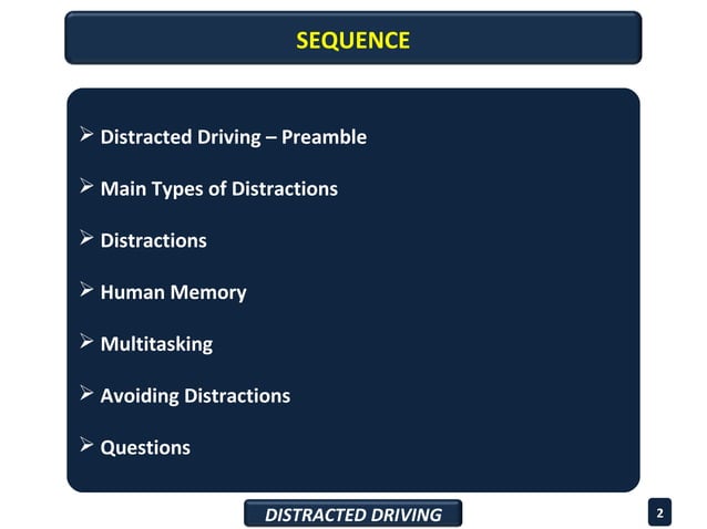 Distracted driving | PPT | Auto Safety | Automotive