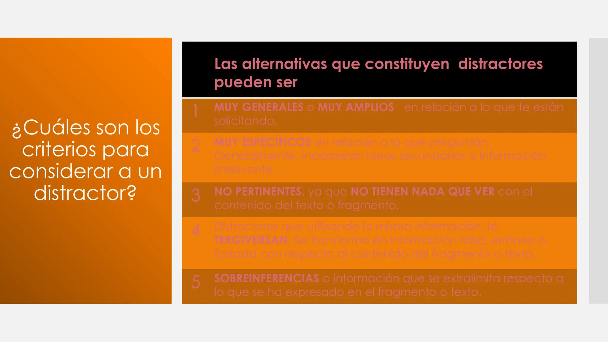 tipos de distractores en la comprnesion lectora | PPTX