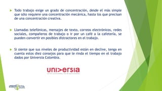 Distractores y concentración en el trabajo | PPTX