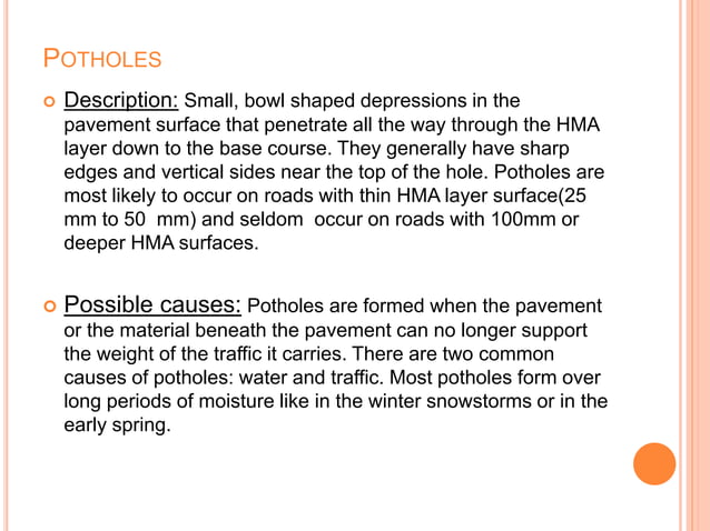 DISTRESS AND DEFECTS ON ROAD PAVEMENT.pptx | Geology | Science