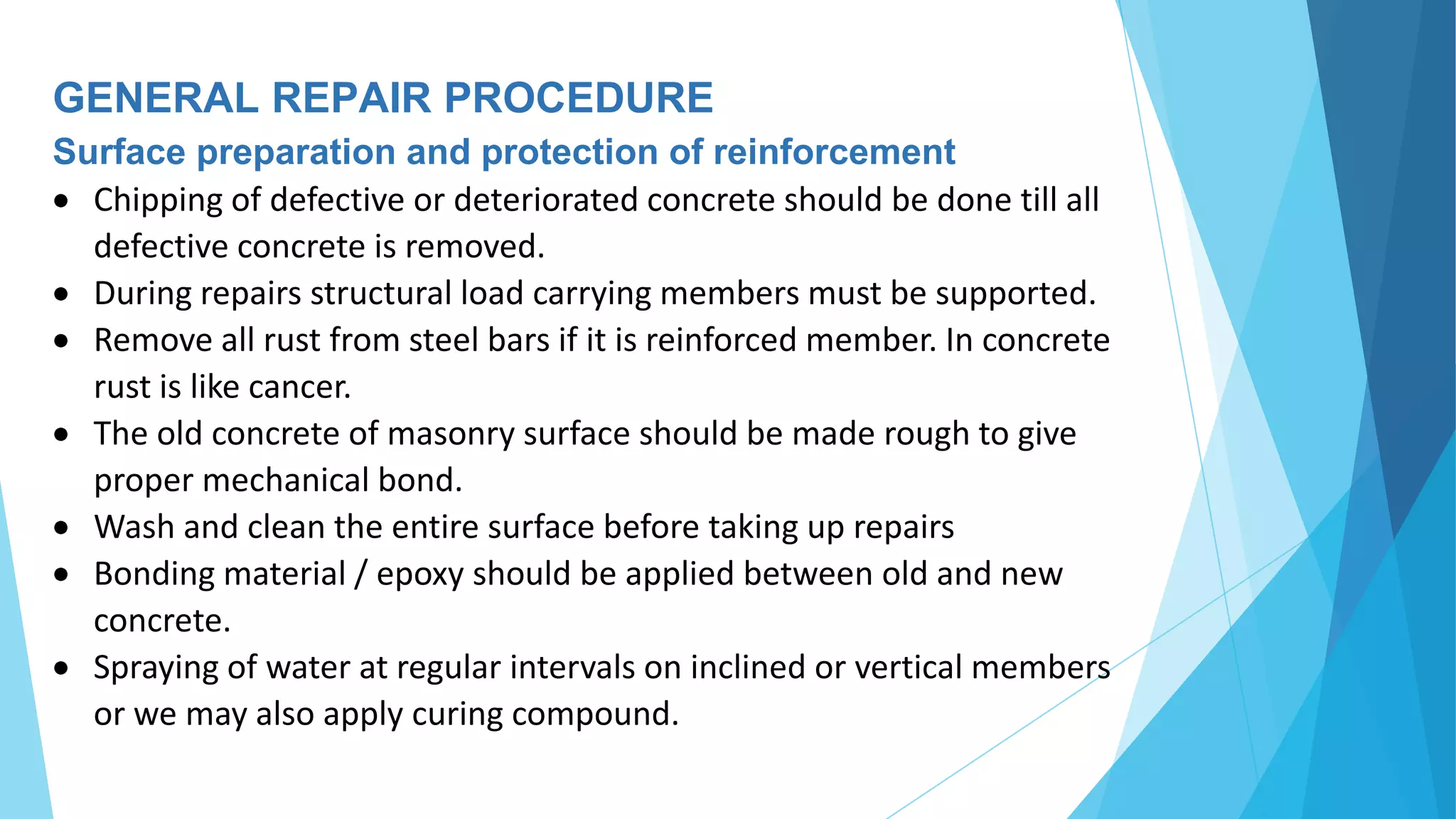 Distress of concrete structures & their repair techniques | PPTX