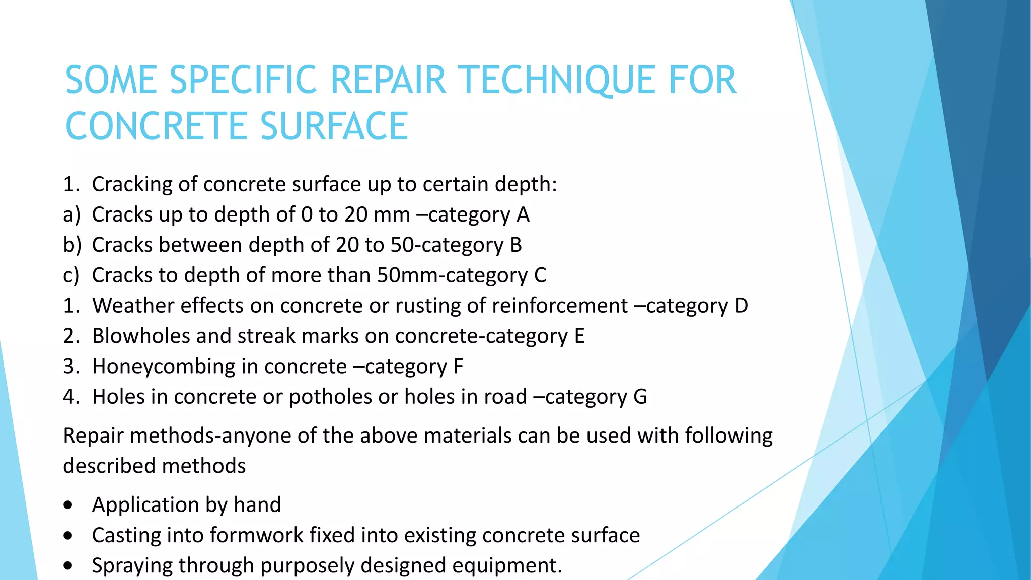 Distress of concrete structures & their repair techniques | PPTX