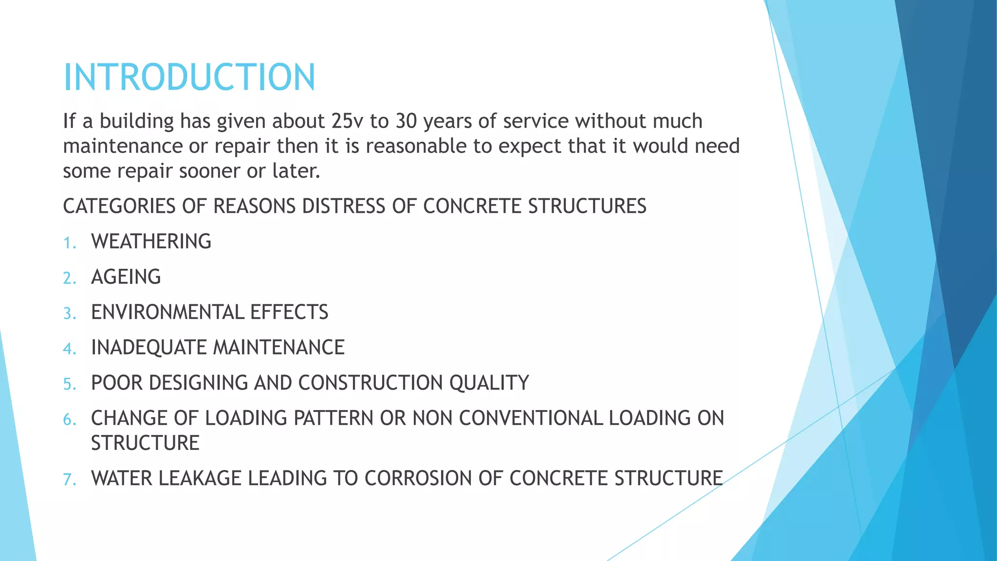 Distress of concrete structures & their repair techniques | PPTX
