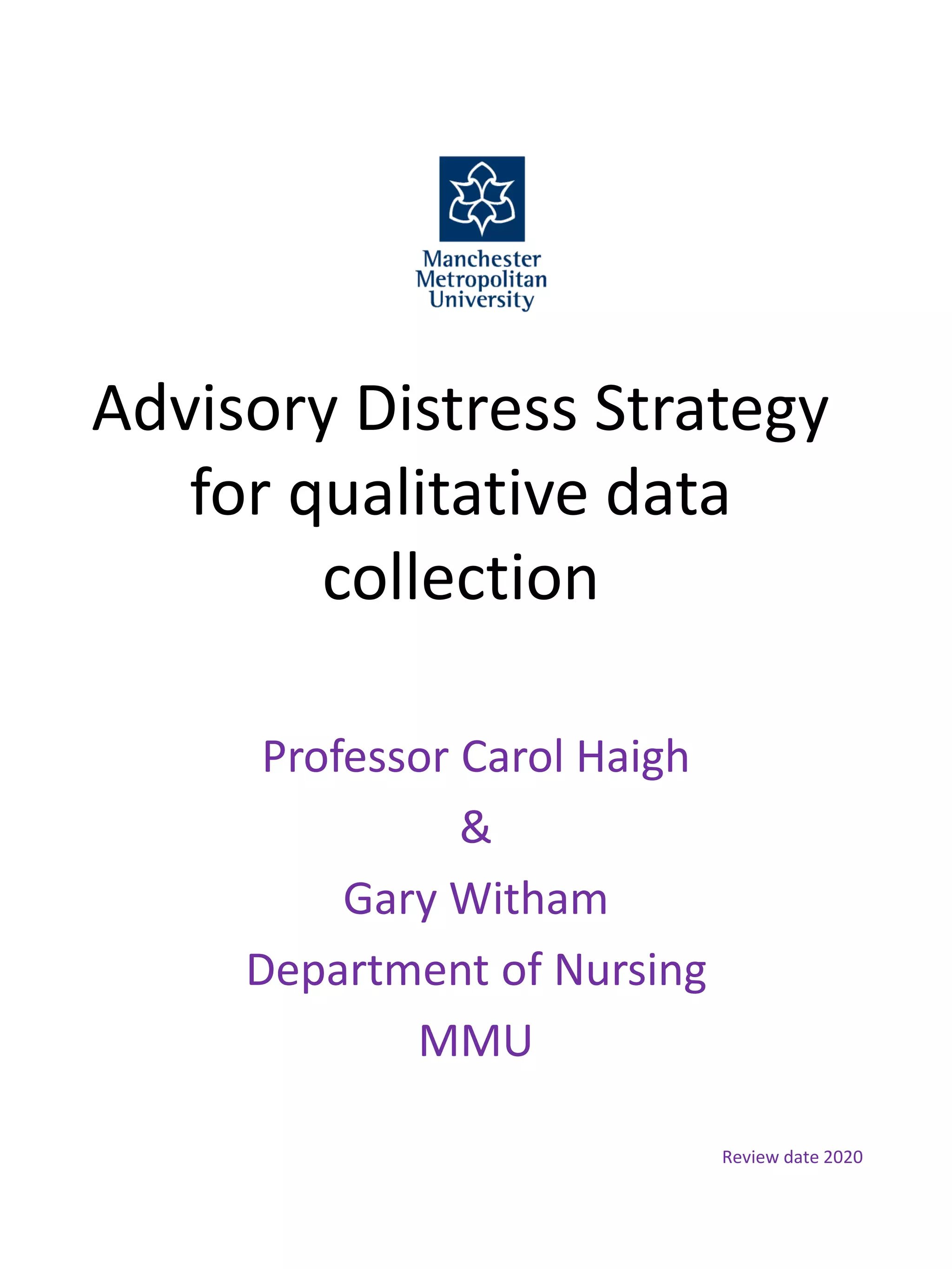 Distress protocol (review in 2020) | PDF