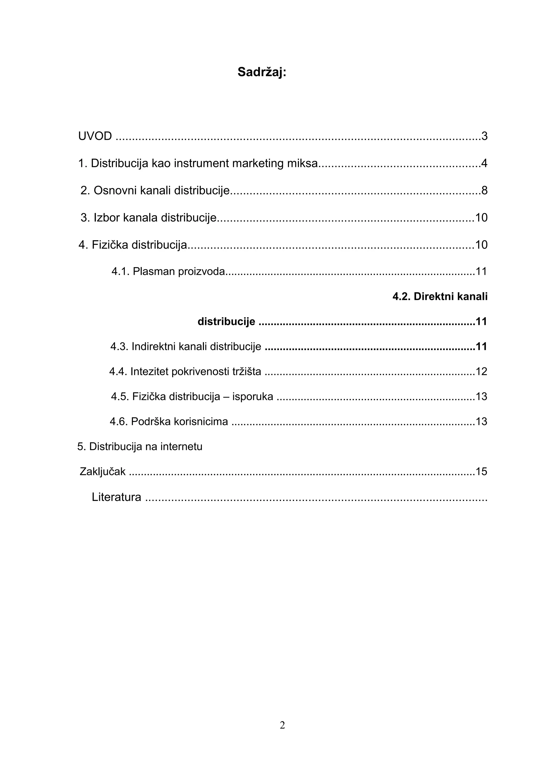 Distribucija kao element marketing miksa marketing | DOC