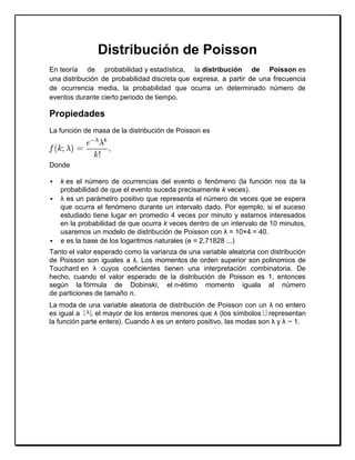 Distribución de poisson | DOCX