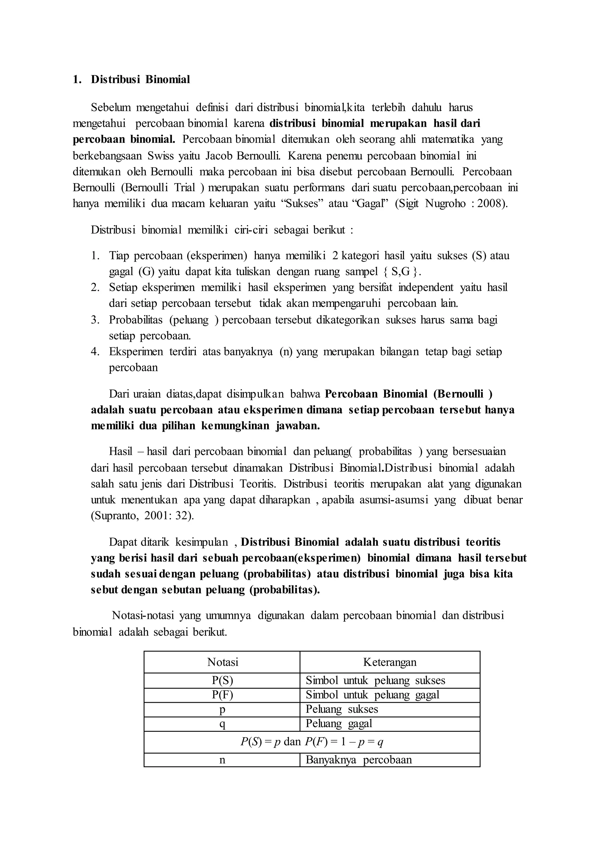 Distribusi binomial, poisson dan normal | DOCX