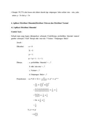 Distribusi binomial, poisson dan normal | DOCX