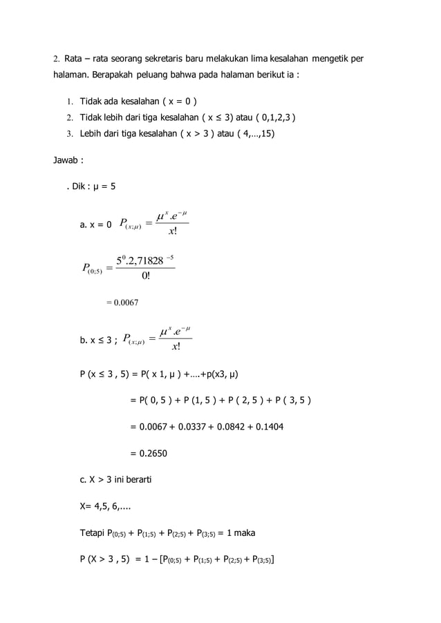 Distribusi binomial, poisson dan normal | DOCX