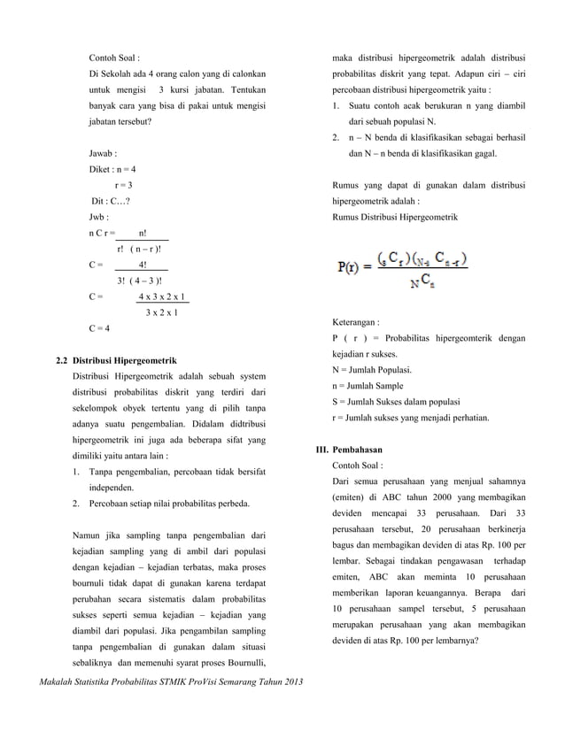 Distribusi hipergeometrik | PDF
