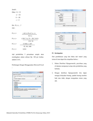 Distribusi hipergeometrik | PDF
