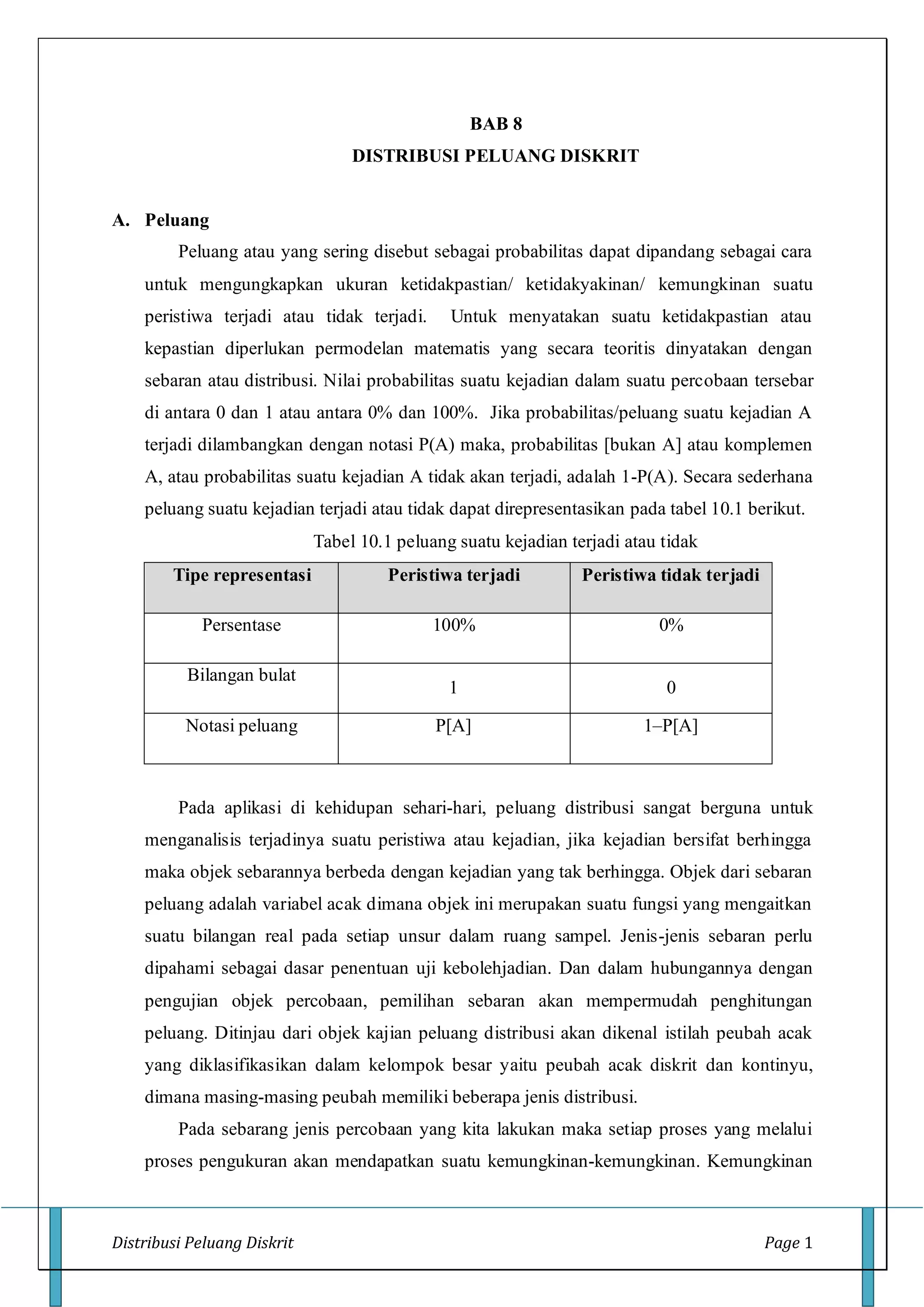 Distribusi peluang diskrit(8) | PDF