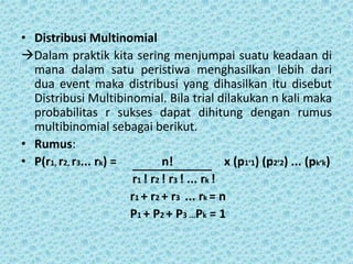 Distribusi peluang, kelompok 1, r2 a | PPTX