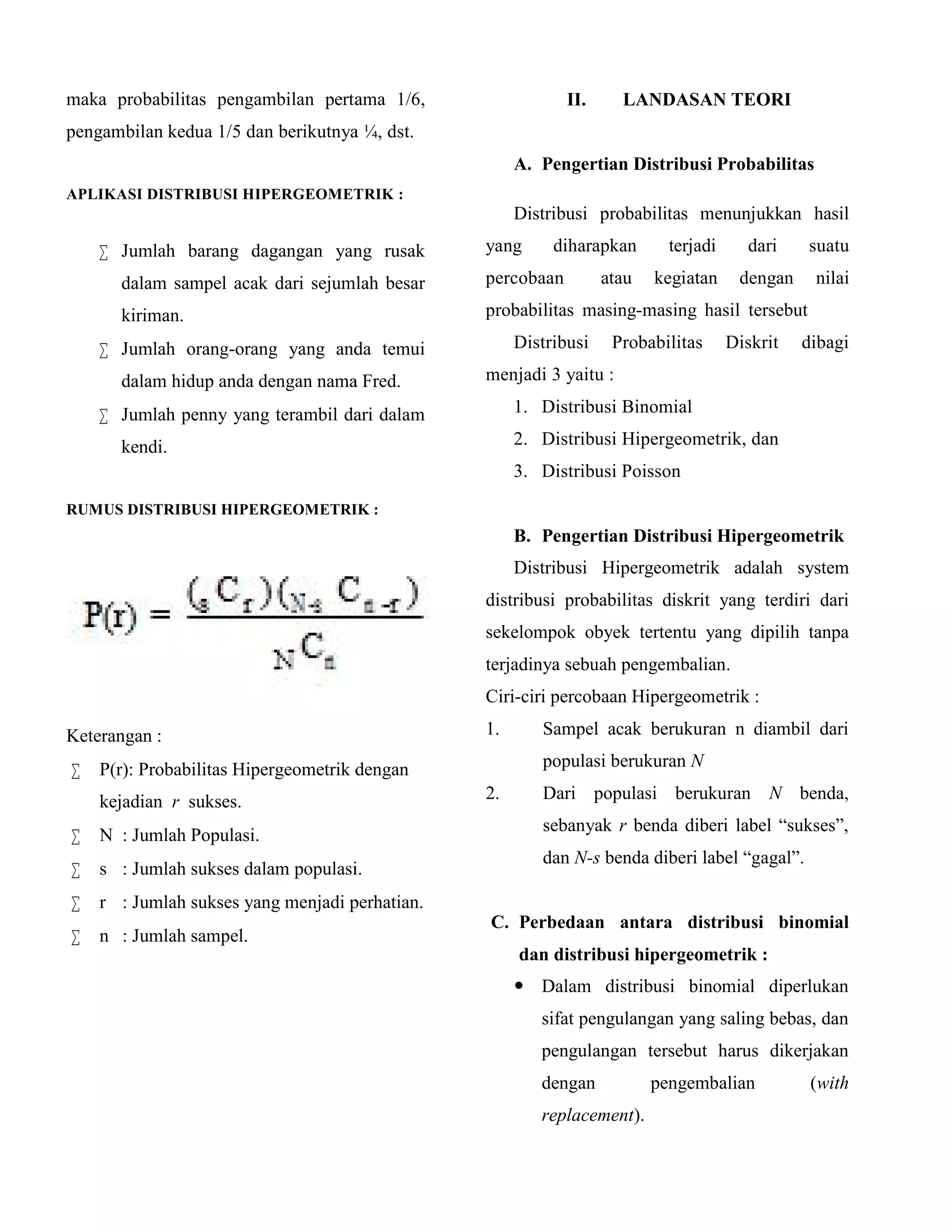 Distribusi probabilitas hipergeometrik | PDF