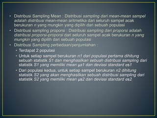 Makul Statistika yang berjudul distribusi sampling | PPTX
