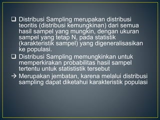Makul Statistika yang berjudul distribusi sampling | PPTX