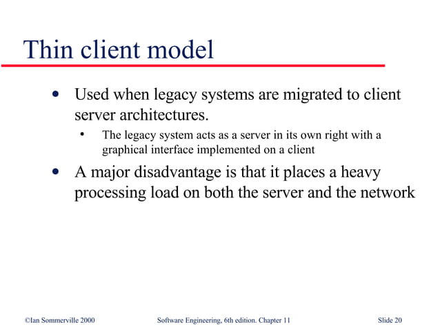 Distributed Systems Architecture In Software Engineering Se11 Ppt