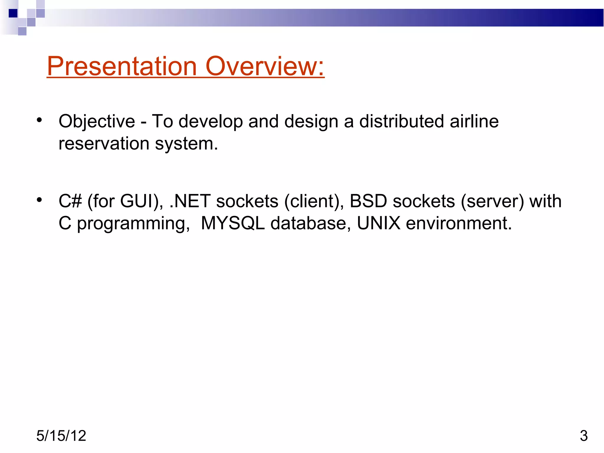 Distributed Airline Reservation System | PPT | Databases | Computer ...
