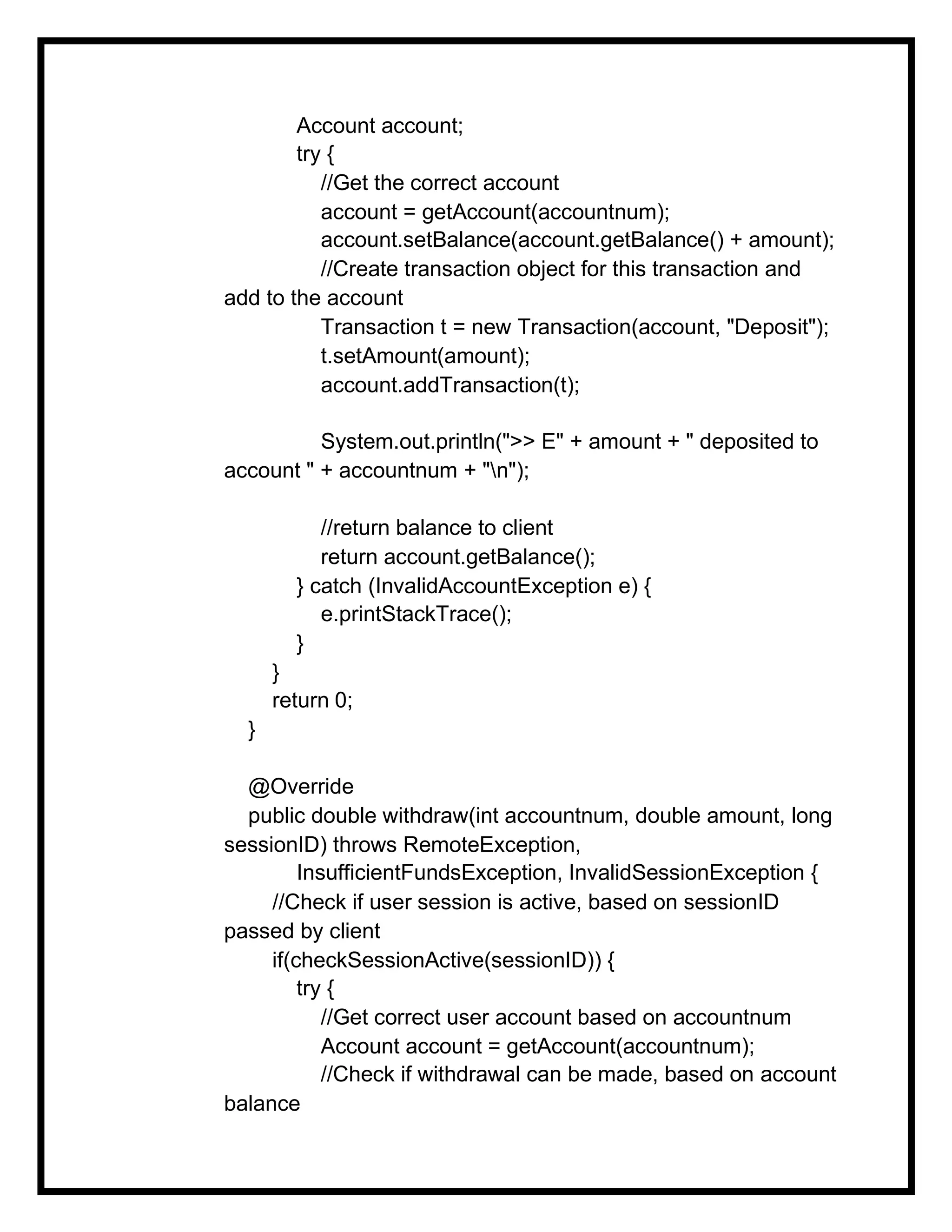 Distributed banking system using rmi project | PDF