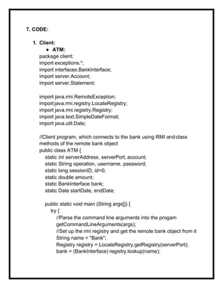 Distributed banking system using rmi project | PDF