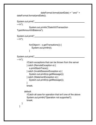 Distributed banking system using rmi project | PDF