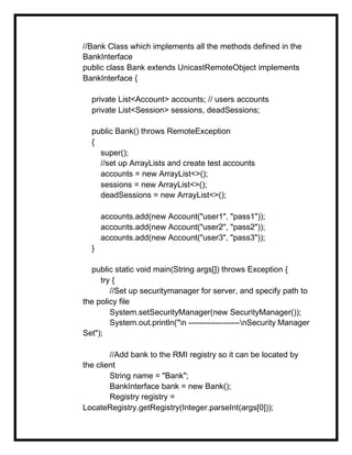 Distributed banking system using rmi project | PDF