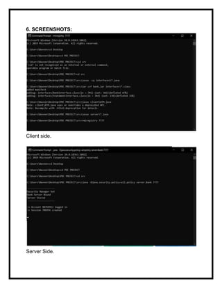 Distributed banking system using rmi project | PDF