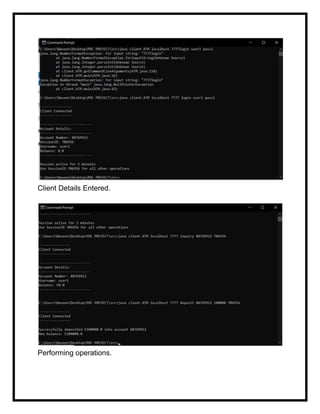 Distributed banking system using rmi project | PDF