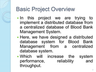 Distributed blood bank management system database | PPTX