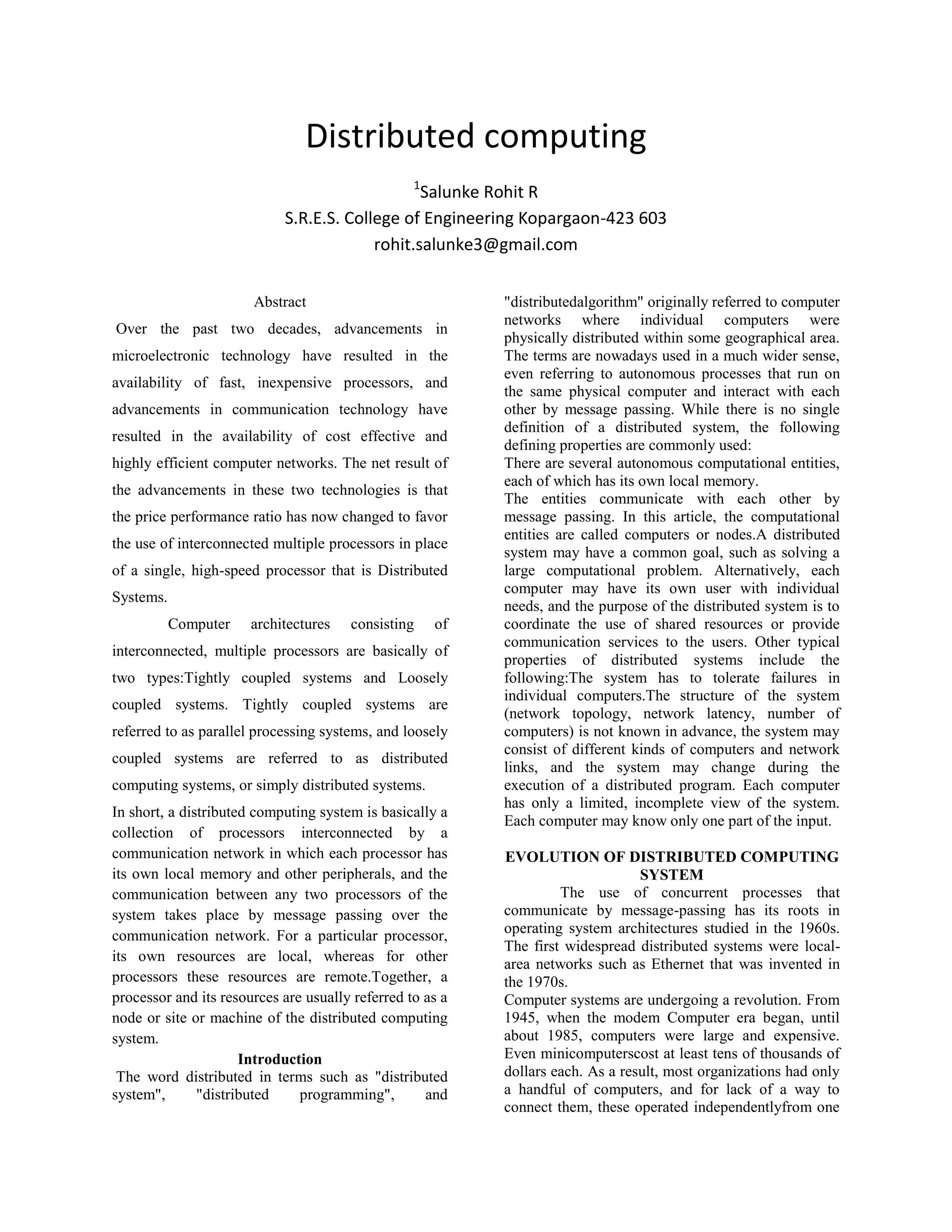 Distributed computing | DOCX