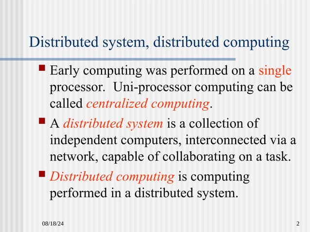 Distributedcomputingppt Is The Presentation Ppt 