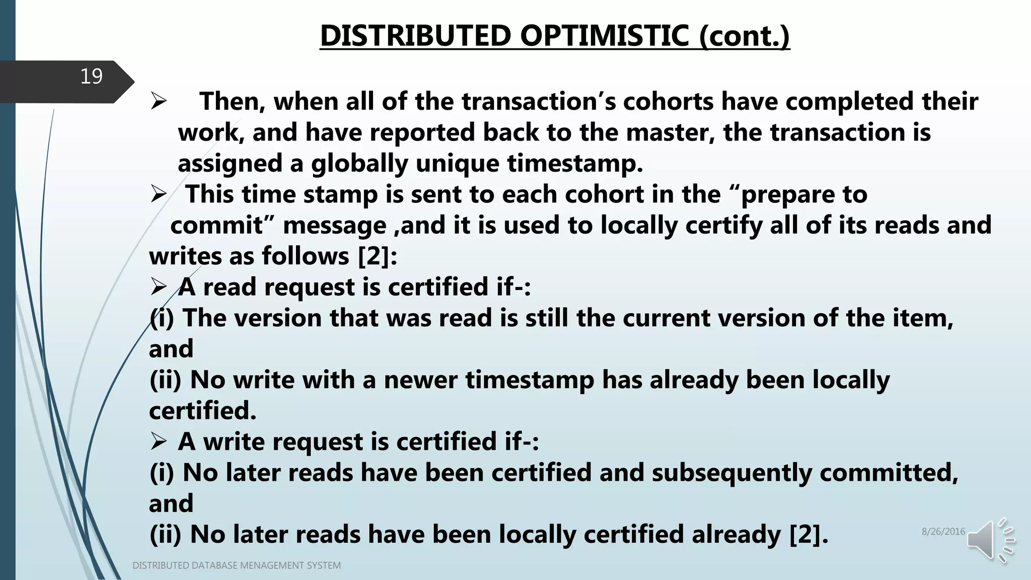 Distributed concurrency control | PPTX