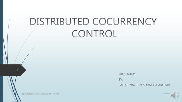 Distributed concurrency control | PPTX