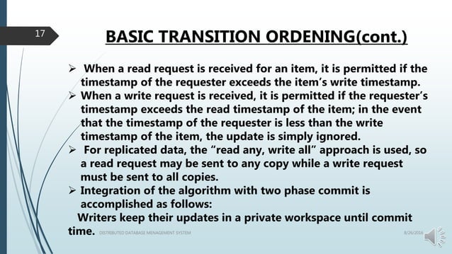 Distributed concurrency control | PPTX
