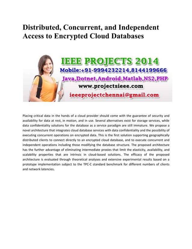 Distributed, concurrent, and independent access to encrypted cloud databases | PDF