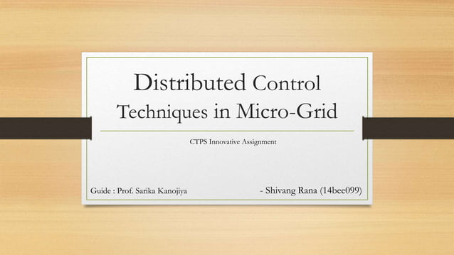 Distributed control techniques in Micro-Grid | PPTX | Internet of Things | Internet