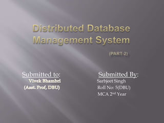 Distributed data base management system | PPT
