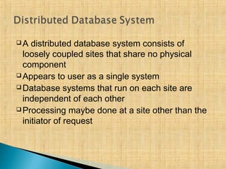 Distributed databases,types of database | PPT