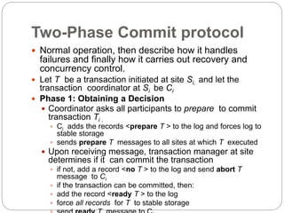 Distributed datababase Transaction and concurrency control | PPT