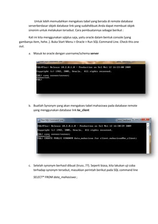 Distributed Database Using Oracle | PDF | Free Download