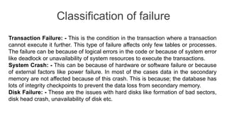 DISTRIBUTED DATABASE WITH RECOVERY TECHNIQUES | PPTX
