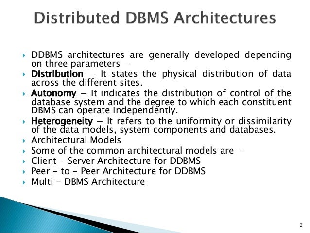 Distributed dbms architectures