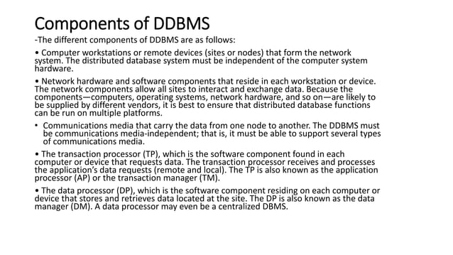 Distributed dbms (ddbms) | PPT