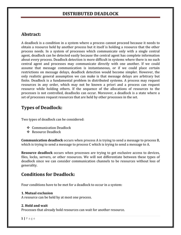 Distributed deadlock | PDF | Operating Systems | Computer Software and Applications