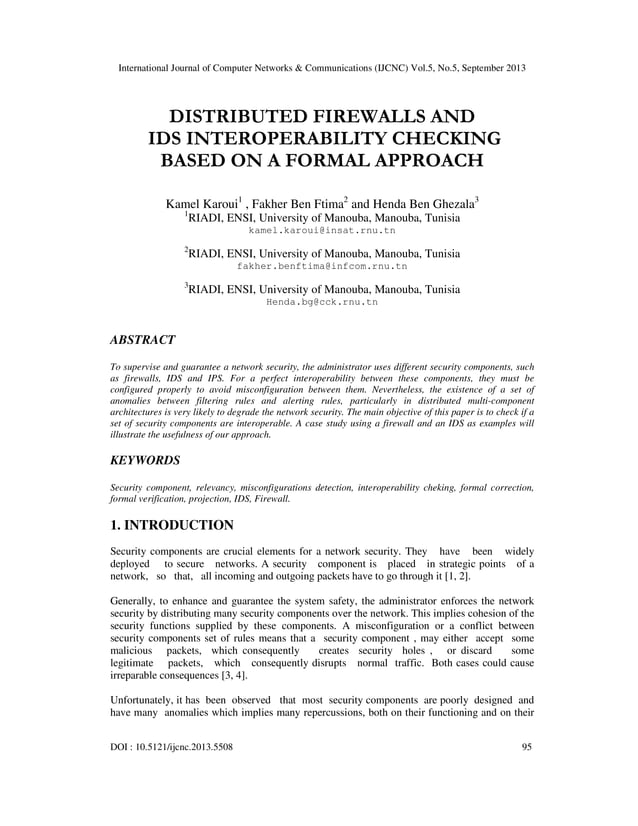 Distributed Firewalls And Ids Interoperability Checking Based On A